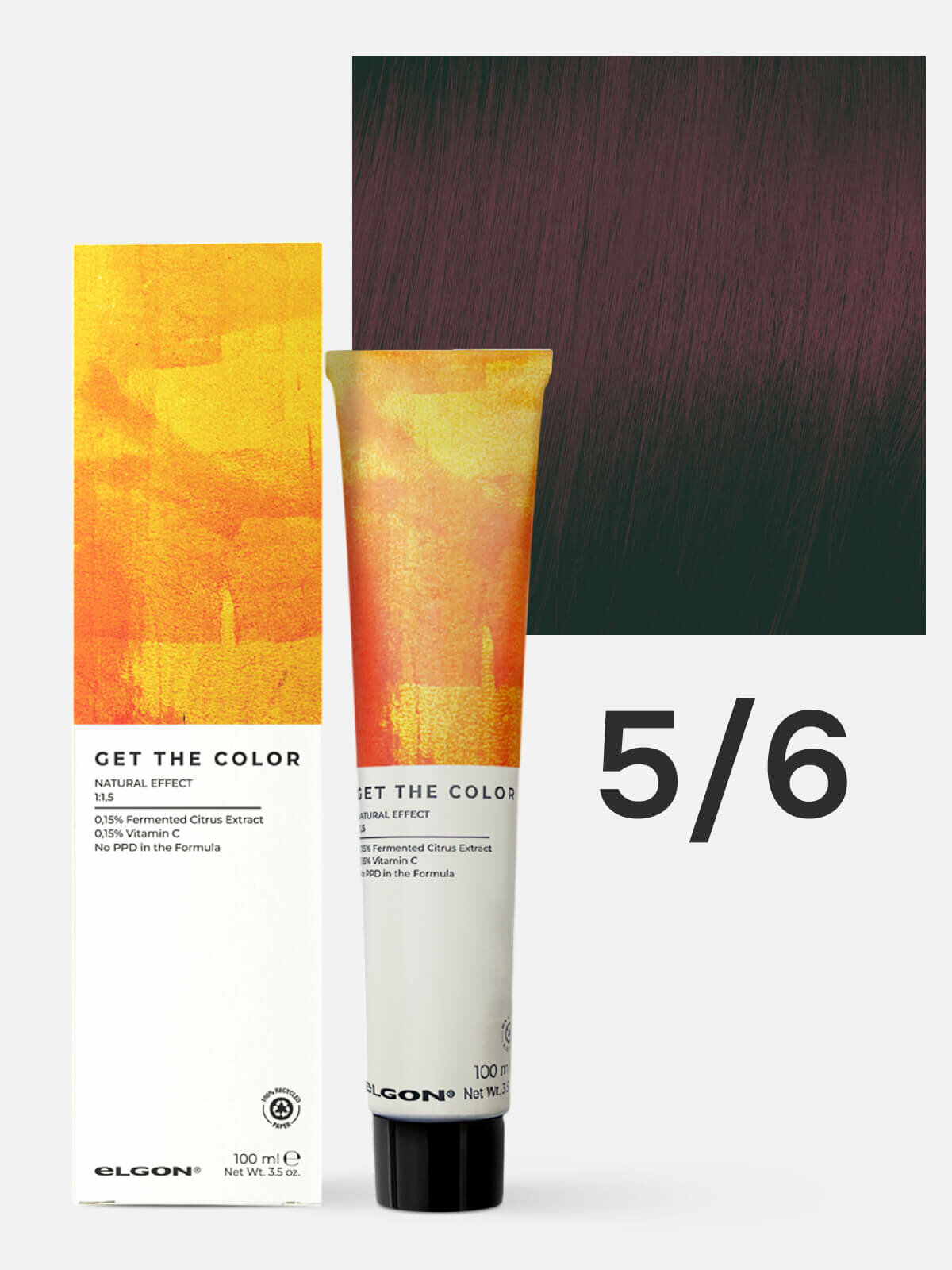 Стойкая краска для волос профессиональная Elgon Get the Color 5/6 Светло-каштановый Махагон, 100 мл