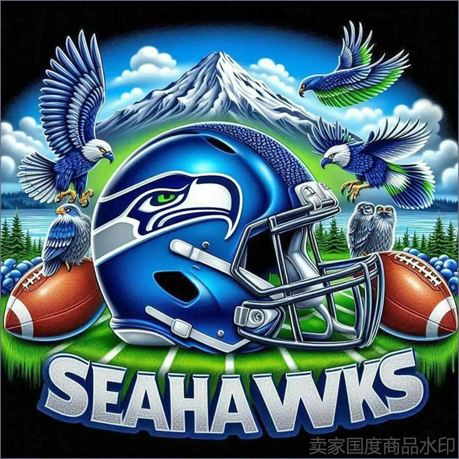 Настенные часы "Герб команды Seattle Seahawks", 40 см х 40 см