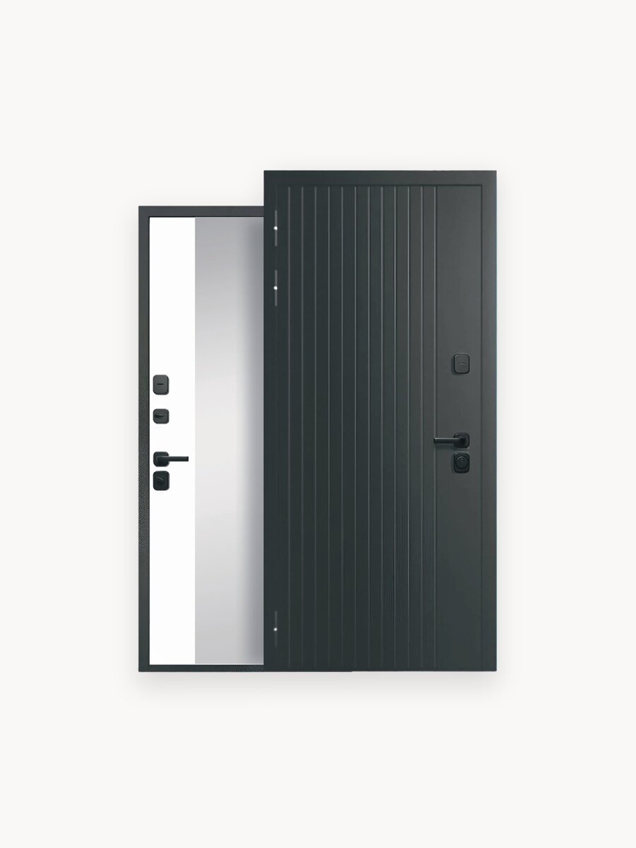 Входная металлическая дверь с терморазрывом Foreman Ф-15 с зеркалом 2050x960 мм, левая, Графит/Белый Матовый