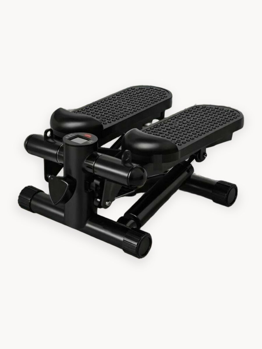 Мини тренажер степпер с эспандерами для дома, черный , для тренировки мышц ног и ягодиц