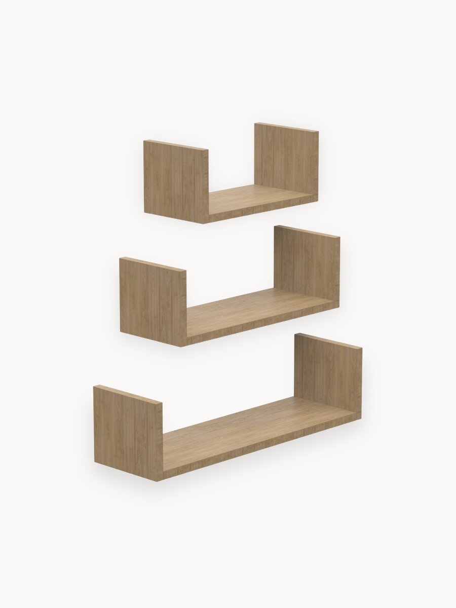 Полка для книг дуб сонома 3 шт полки для кухни, для детской 30, 40, 50 см