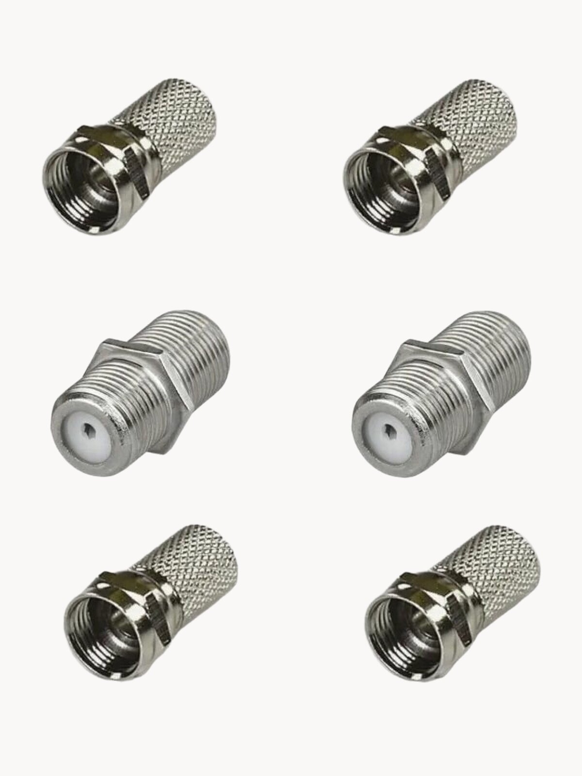 Соединитель антенного ТВ кабеля " бочки" набор 2 штуки, серебристый