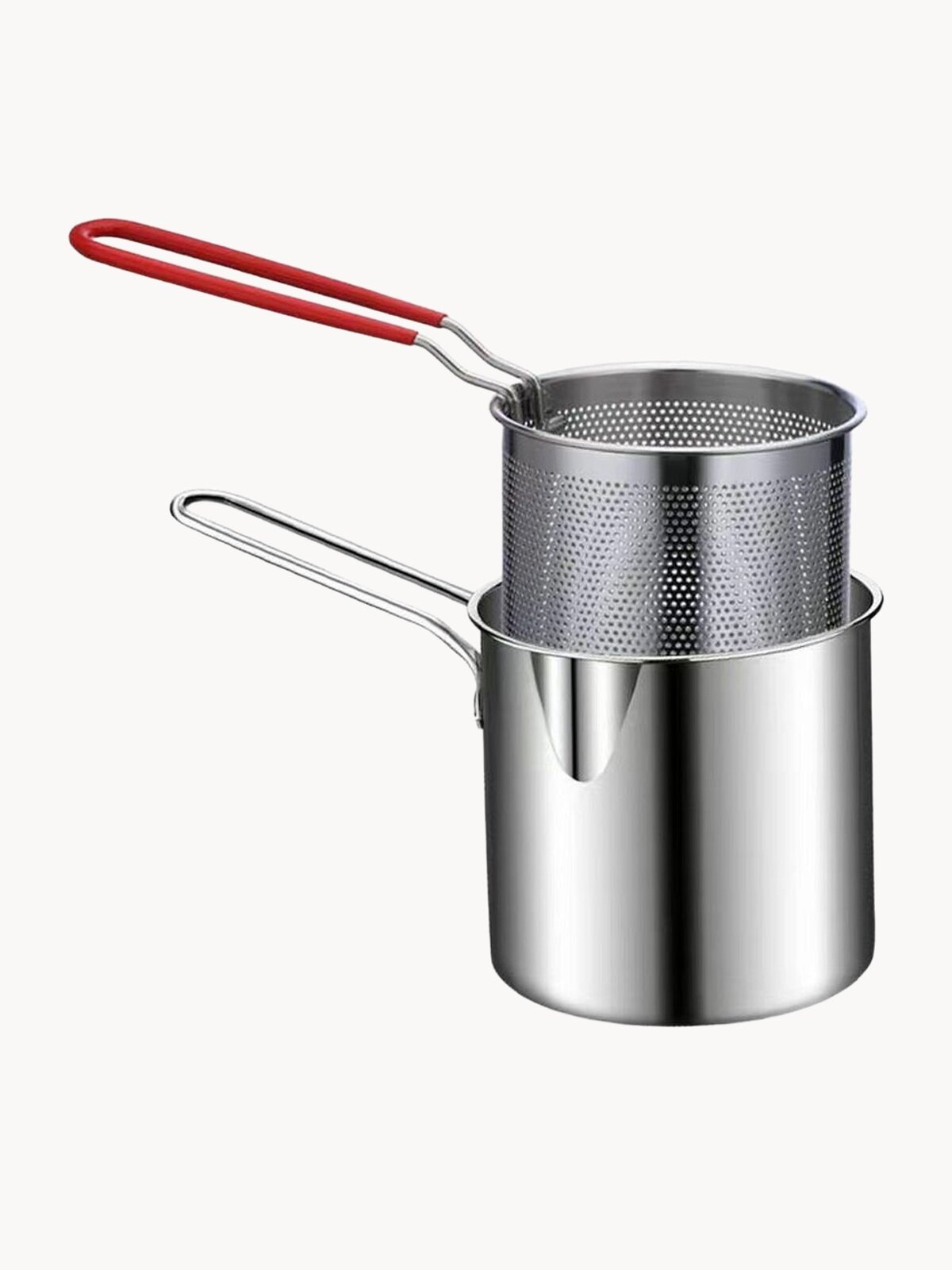 Мини-фритюрница IKEA C38Y, нержавеющая сталь, с сеткой и зажимами, 13 см