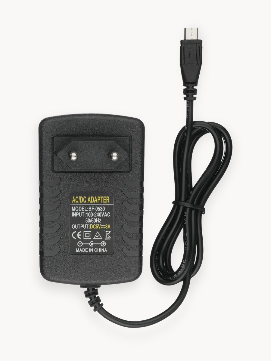 Блок питания AC micro-USB, 5V, 3A, 15W, универсальный, черный