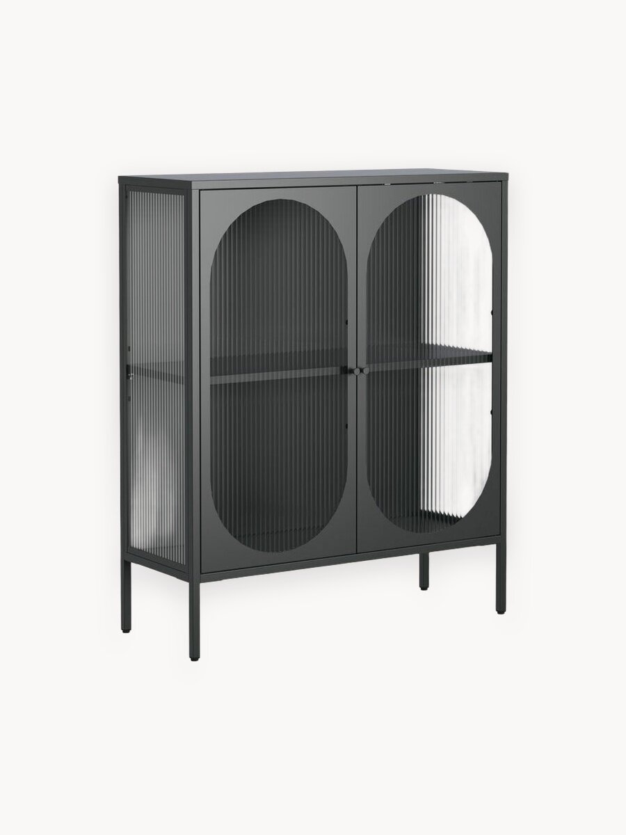 Шкаф витрина сервант Divan.ru Листел-2 Black, металл/стекло, 90х35х110 см, черный