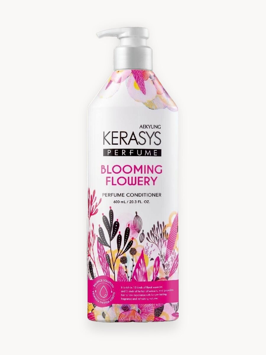 Kerasys Парфюмированный Кондиционер для волос Флёр, с маслом и ромашкой для всех типов волос 600 мл, Корея