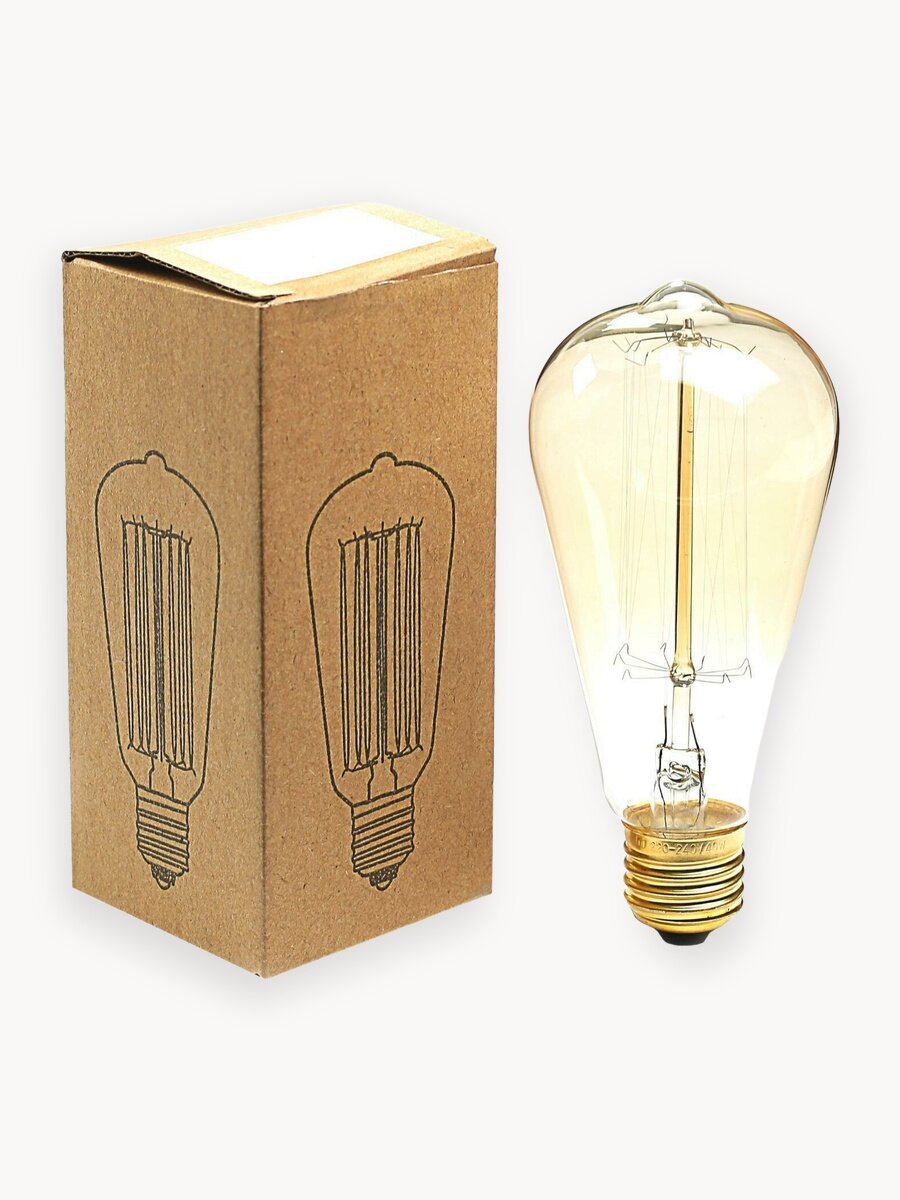 Лампа накаливания винтажная «Ретро», ST64, 40 Вт, Е27, 230 В, 145×64 мм, теплый белый