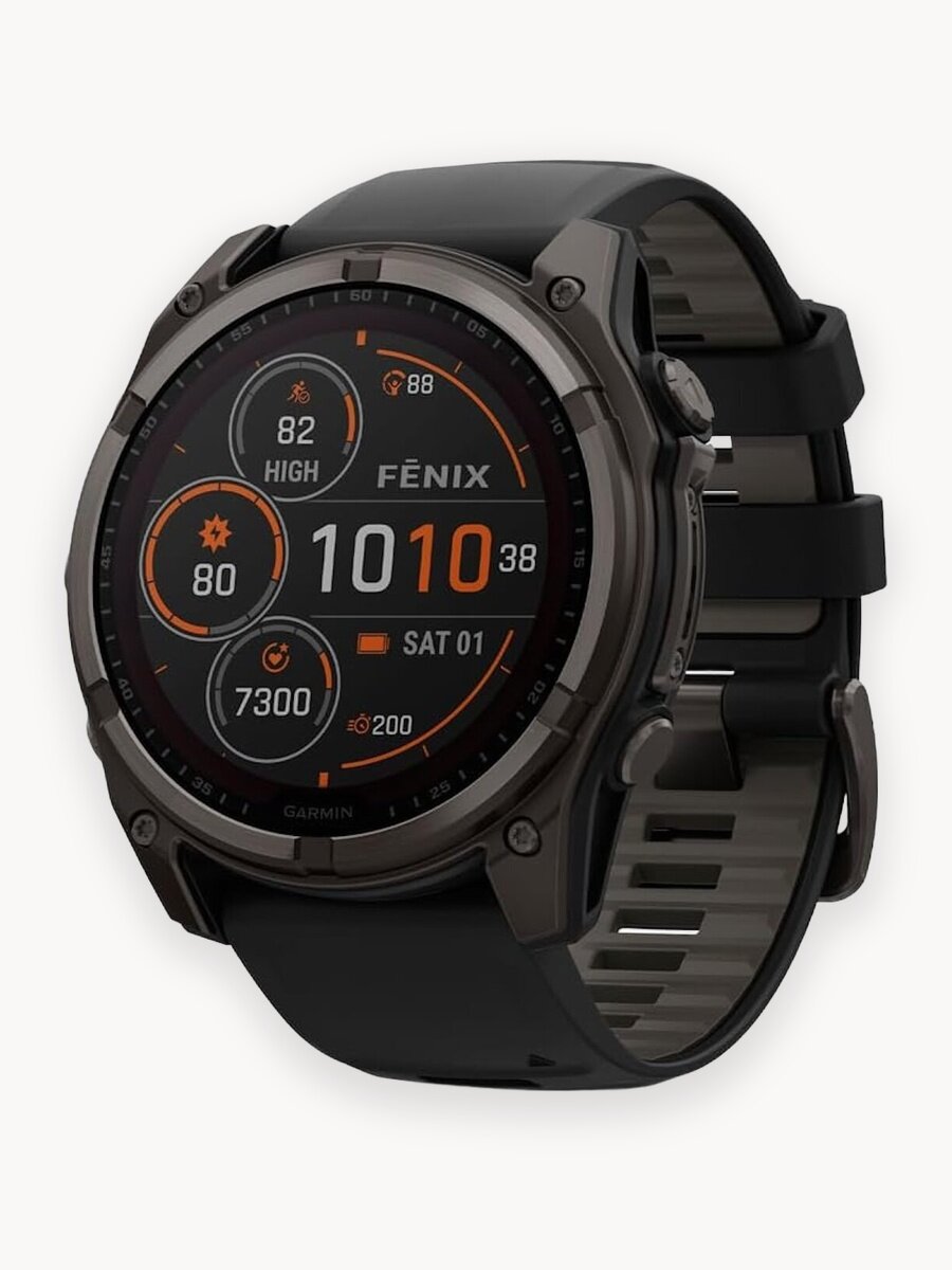 Умные часы Garmin Fenix 8 51 мм Solar, Sapphire, титановый угольно-серый DLC с черным ремешком (010-02907-11)