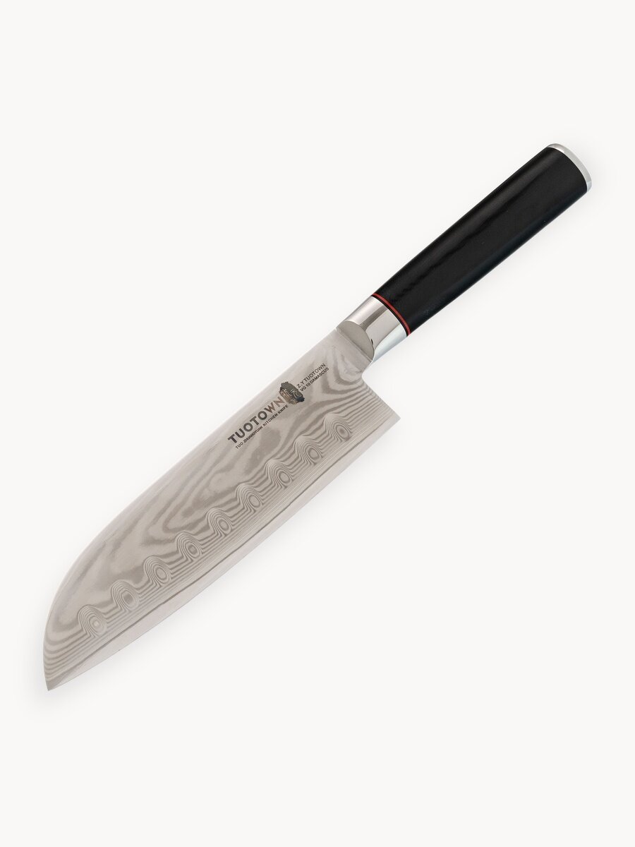 Кухонный нож Сантоку TG, сталь VG-10/обкладка DAMASCUS, рукоять G10