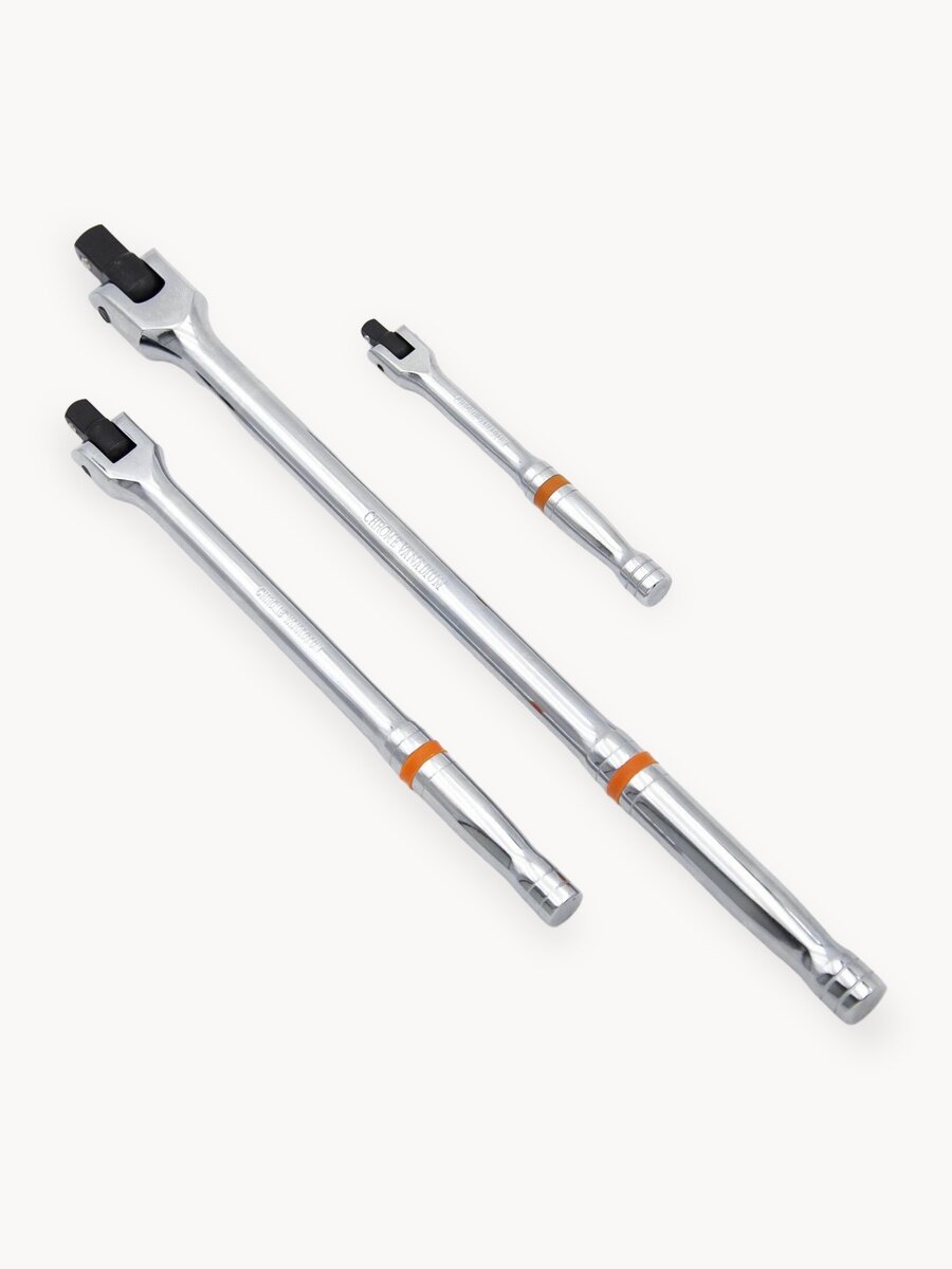 Вороток шарнирный усиленный для головок 1/2, 1/4, 3/8 , набор из 3х штук