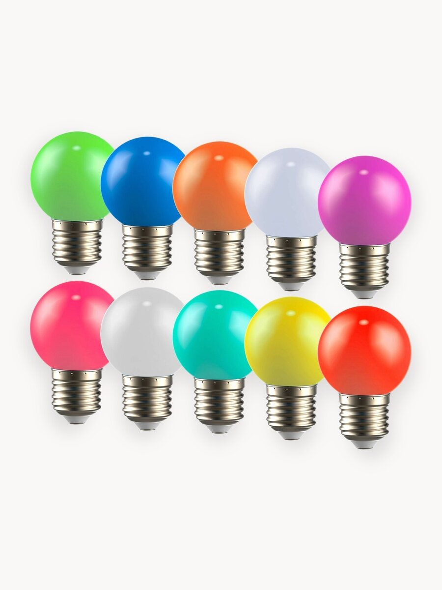 Набор ламп LED декоративный IEK G45 шар 1Вт 230В E27, теплый белый, 10шт, класс A+