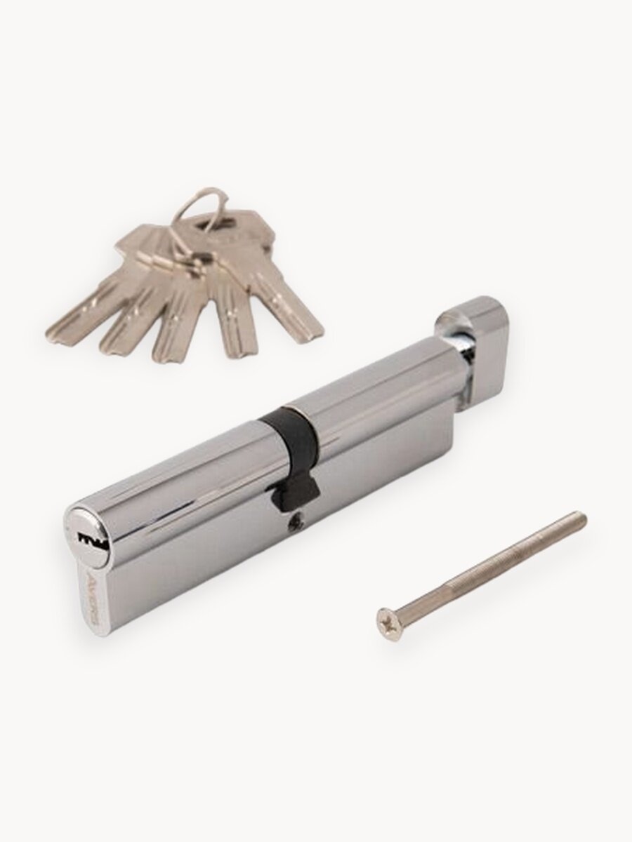 Цилиндровый механизм AVERS ZM-120-C-CR, ключ/вертушка, цвет хром, 5 лазерных перфоключей/ личинка дверная для замка