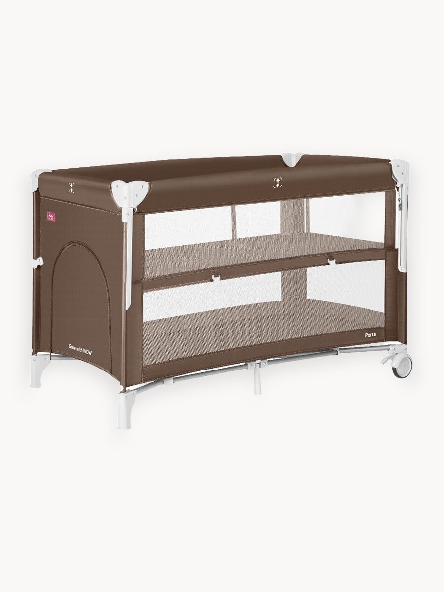 Кровать-манеж Carrello Porta CRL-18103, темно-коричневый, складной, с колесиками, до 15кг