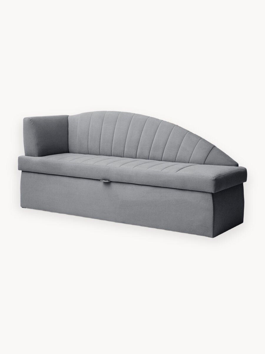 Кухонный раскладной диван Прага с углом 183х64х83 см. Левая, Коннект 82, прямой диван со спальным местом, серый велюр