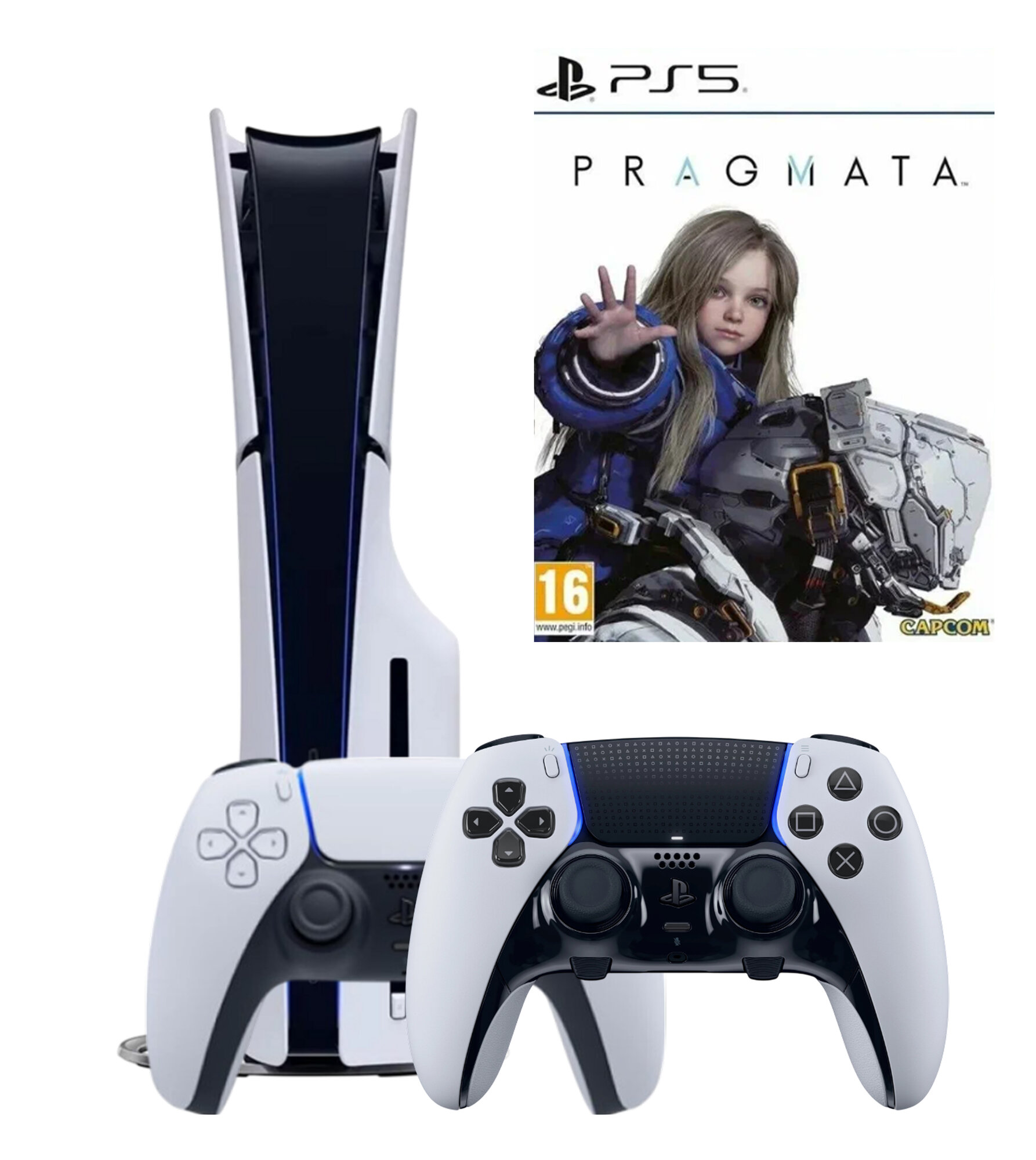 Игровая приставка PlayStation 5 Slim + 2й геймпад Edge White + игра Pragmata