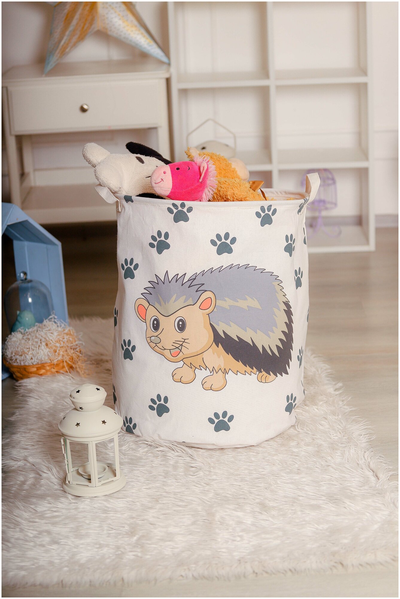 Корзина для белья/ Корзина для хранения вещей/ Корзина для детских игрушек - "Ёжик"