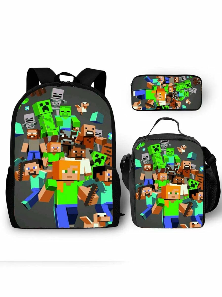 Рюкзак Minecraft Майнкрафт со сменными картинками, школьный ранец с анатомической спинкой для начальной школы