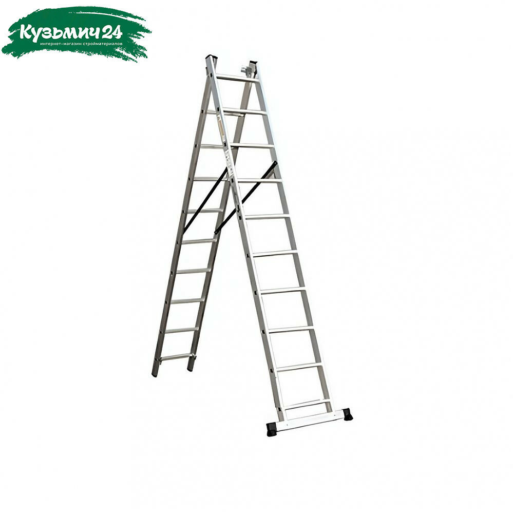 Лестница-стремянка Высота VL2-10, 10 ступеней, 2 секции, алюминиевая, нагрузка до 150 кг