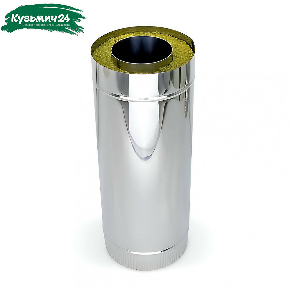 Труба для дымохода Феникс 100х200 мм, сталь 0.5 мм, сэндвич-конструкция, длина 0.5 м, 1 шт.