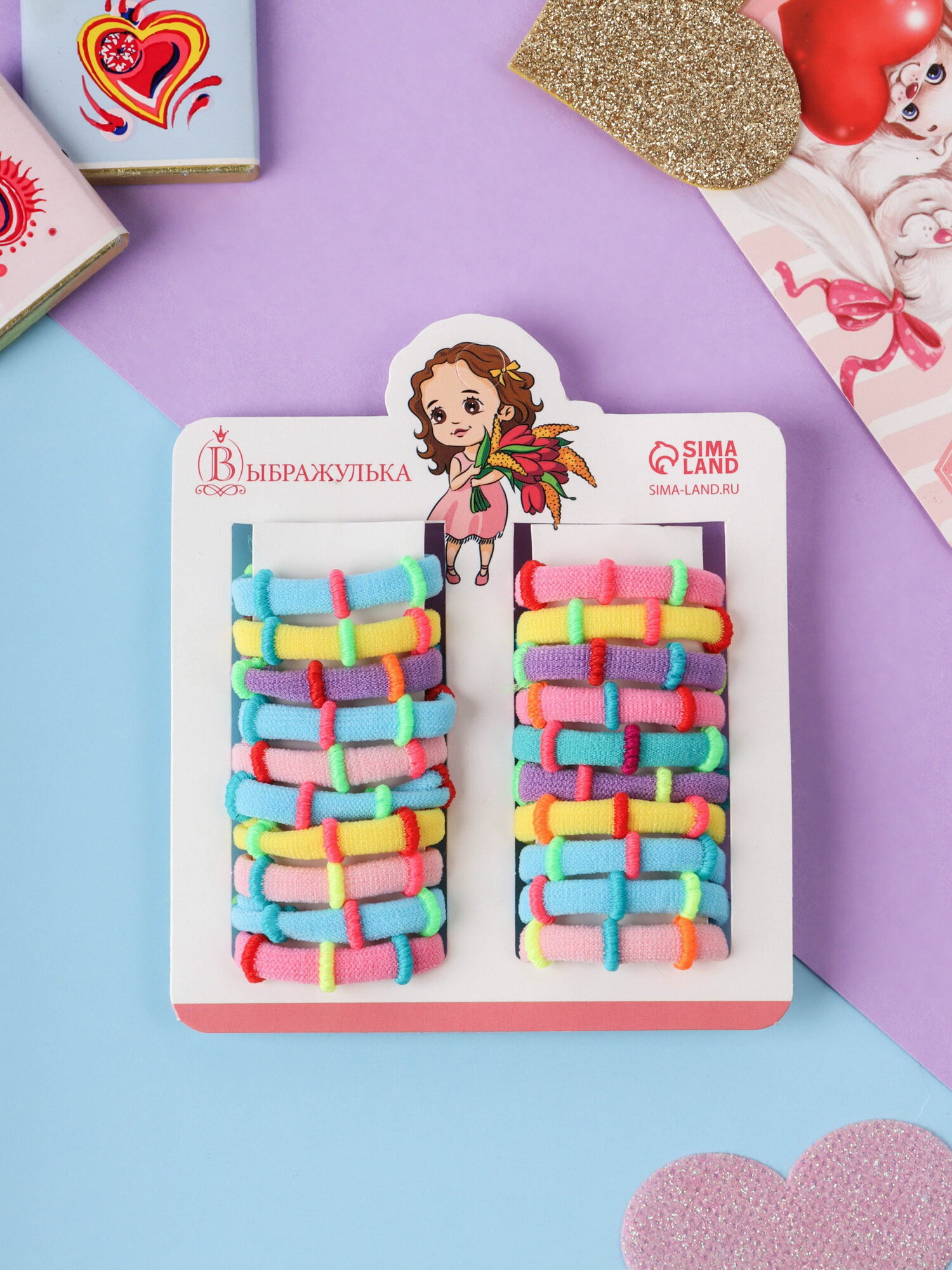 Резинки для волос "Аделия", набор 20 шт, колечки, 3 см, микс, 6 шт.