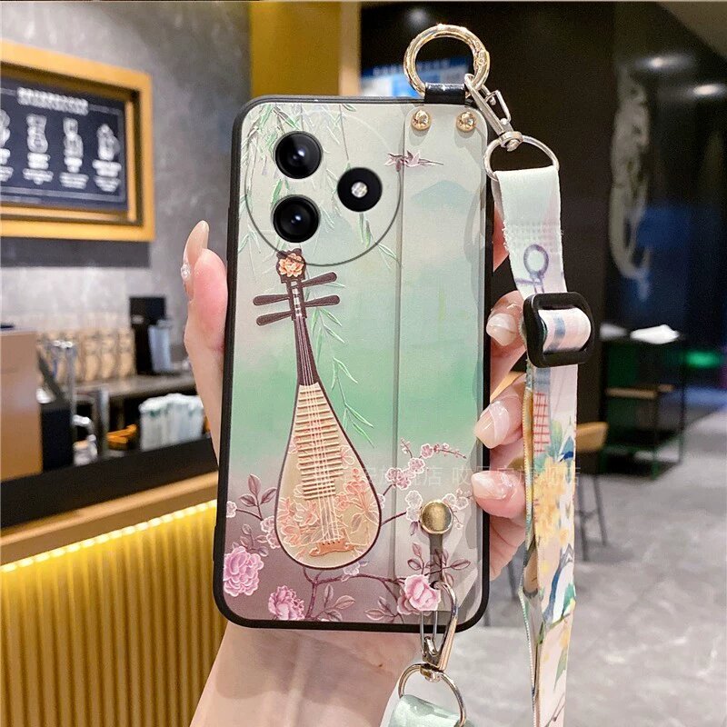 Силиконовый полный чехол с защитой от падений для Redmi K80 Ultra в цвете Ива лютня с ремешком