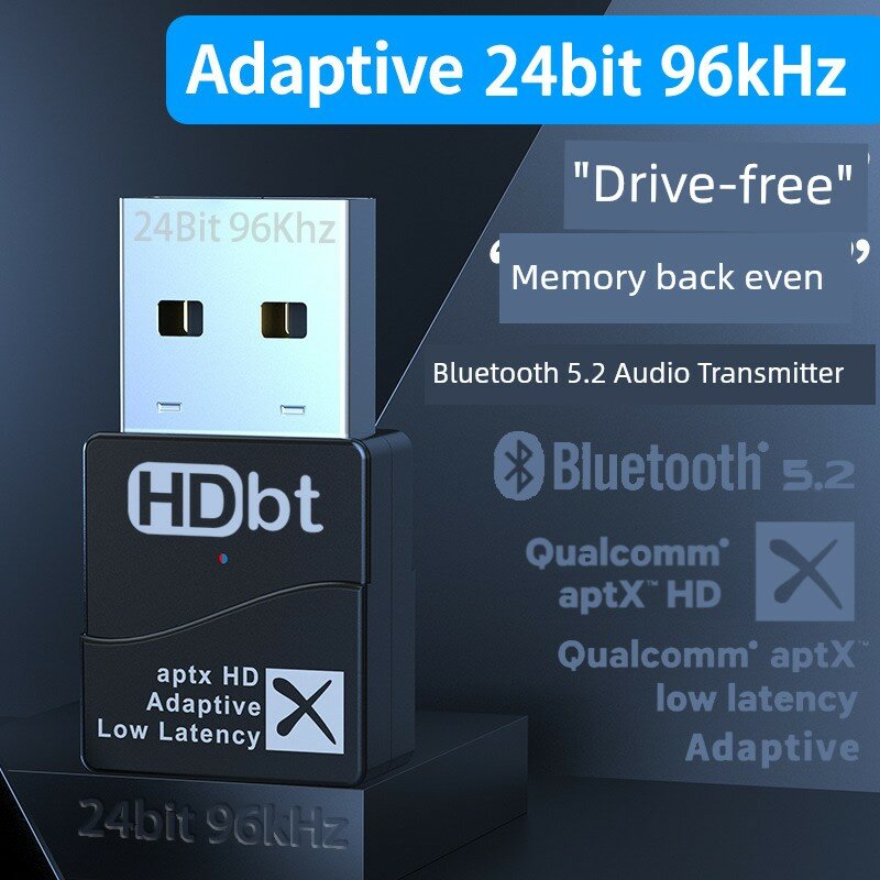 Беспроводной аудиоадаптер Qualcomm AdaptiveHDLL 24BIT Bluetooth 5.2 USB-передатчик для модели B52N