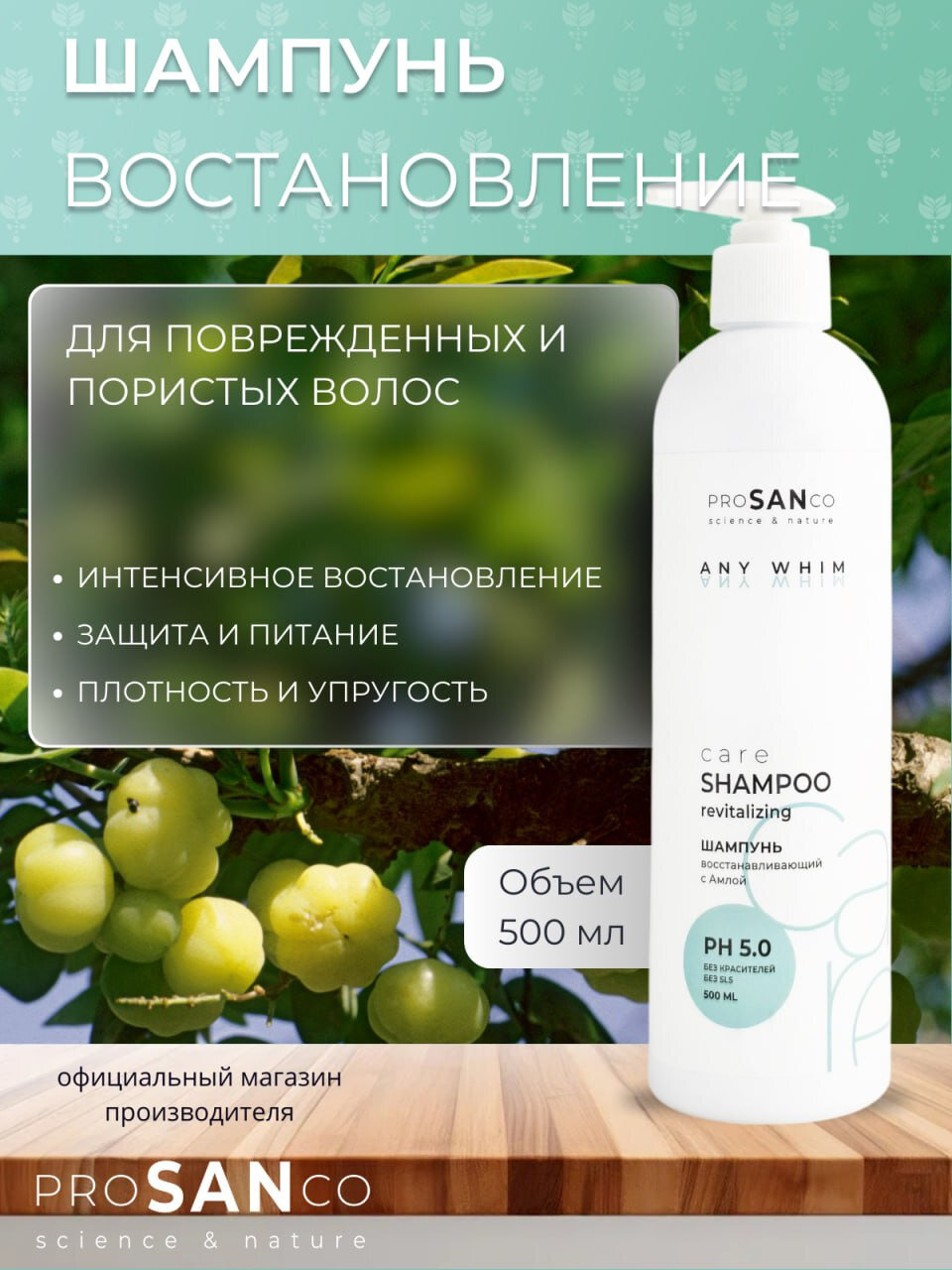 PROSANCO ANY WHIM Шампунь восстанавливающий с маслом Амлы 500мл