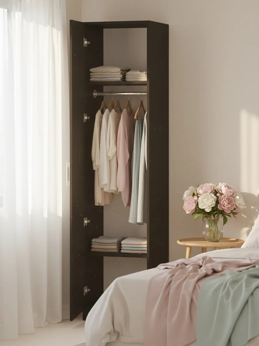 Шкаф пенал FRESTER деревянный распашной с полками в прихожую, от производителя