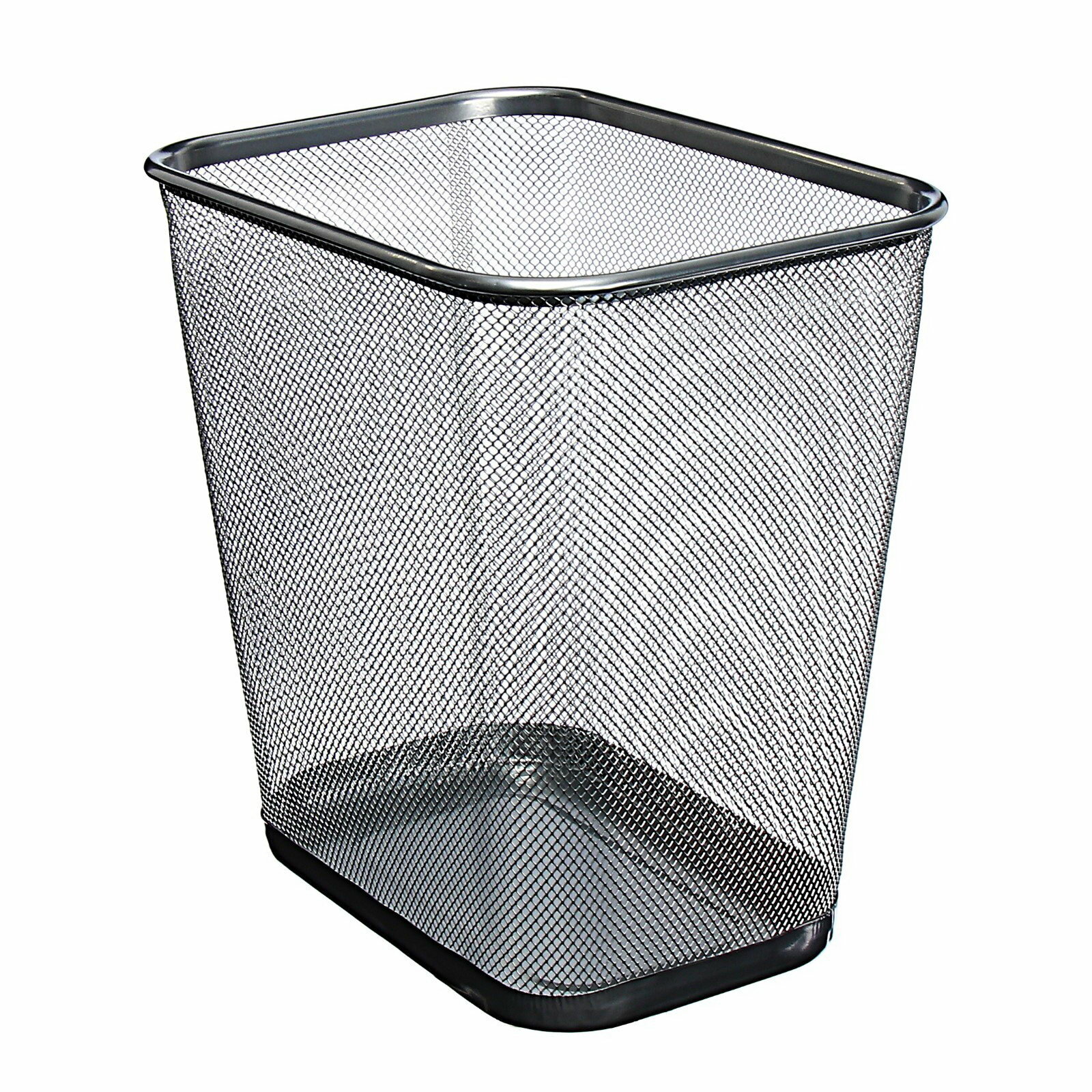 Корзина для бумаг 14 литров, сетка, металлическая, прямоугольная, серебро