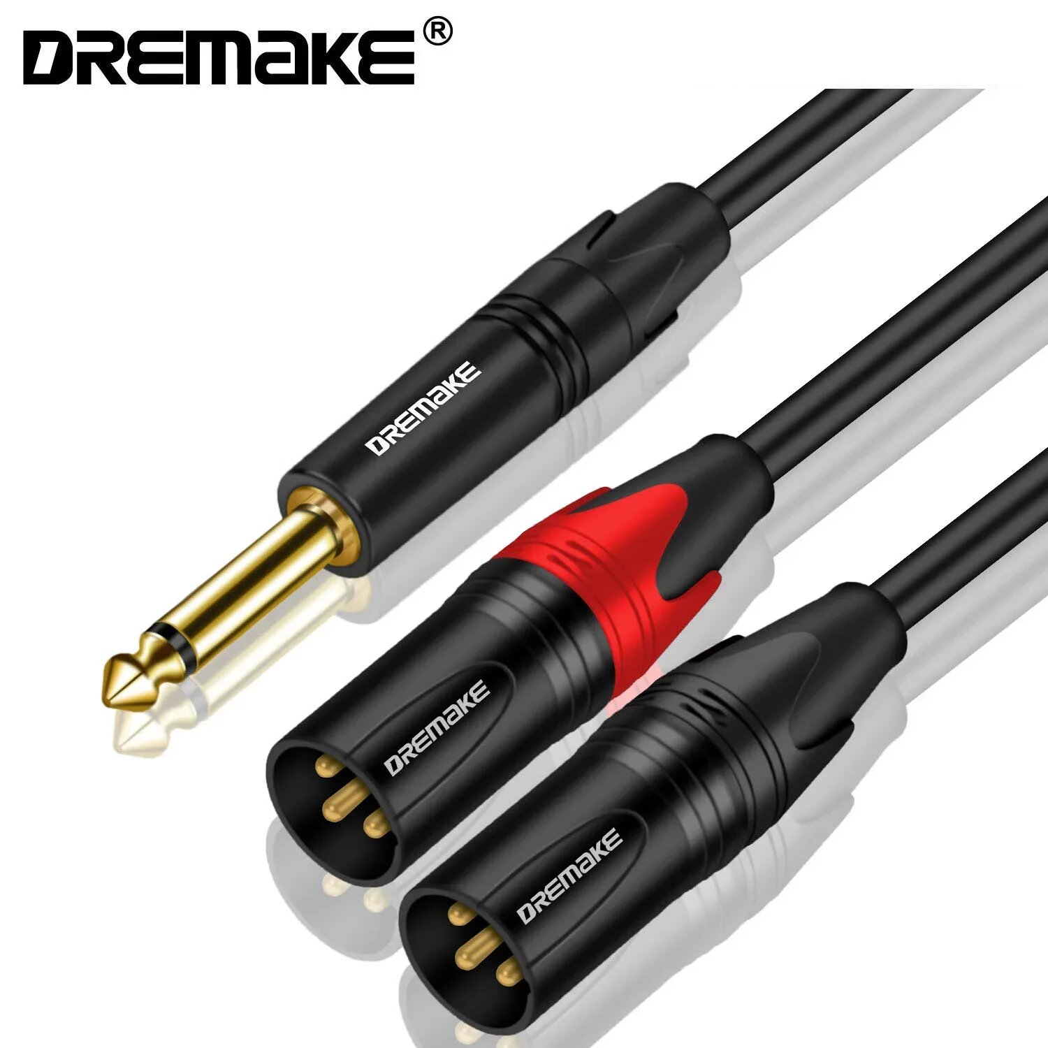 DREMAKE аудио кабель TS к XLR Y-splitter 6,5 мм 6.5mm to 2male, 1 м