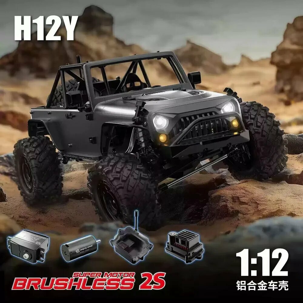 MJX H12Y 1/12 RC краулер с бесколлекторным мотором, алюминиевый корпус, металлические амортизаторы и шестерни, RTR полноразмерная модель для скалолазания
