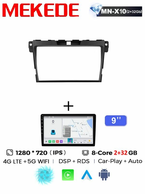 Магнитола 9" Mekede MN X10 Pro 2/32 Gb Mazda CX7 CX-7 CX 7 ER 2009-2012 carplay