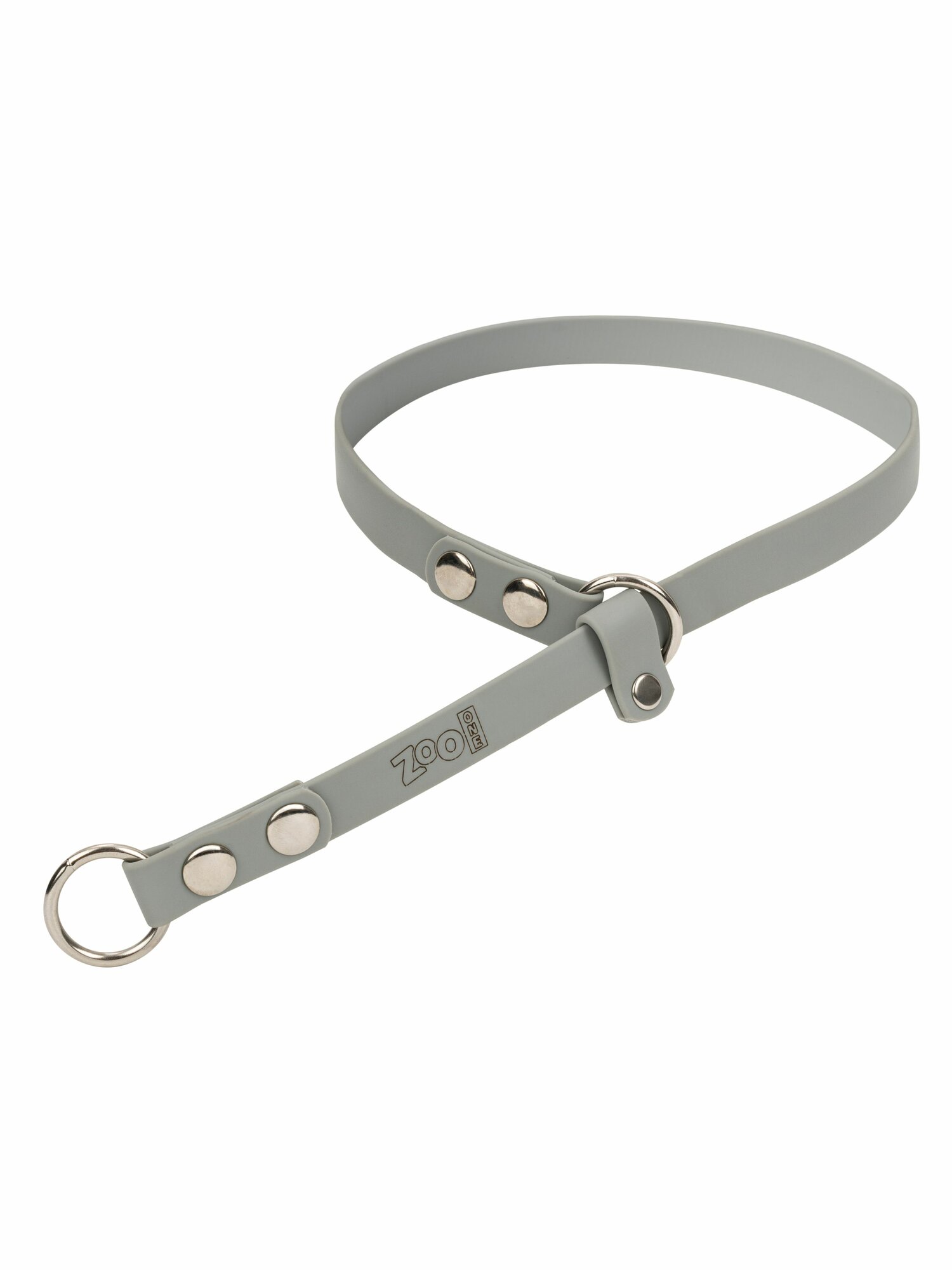 Ошейник-удавка для собак средних и крупных пород, с двумя кольцами, биотан, ширина 15 мм, обхват до 60 см, серый, ZooOne