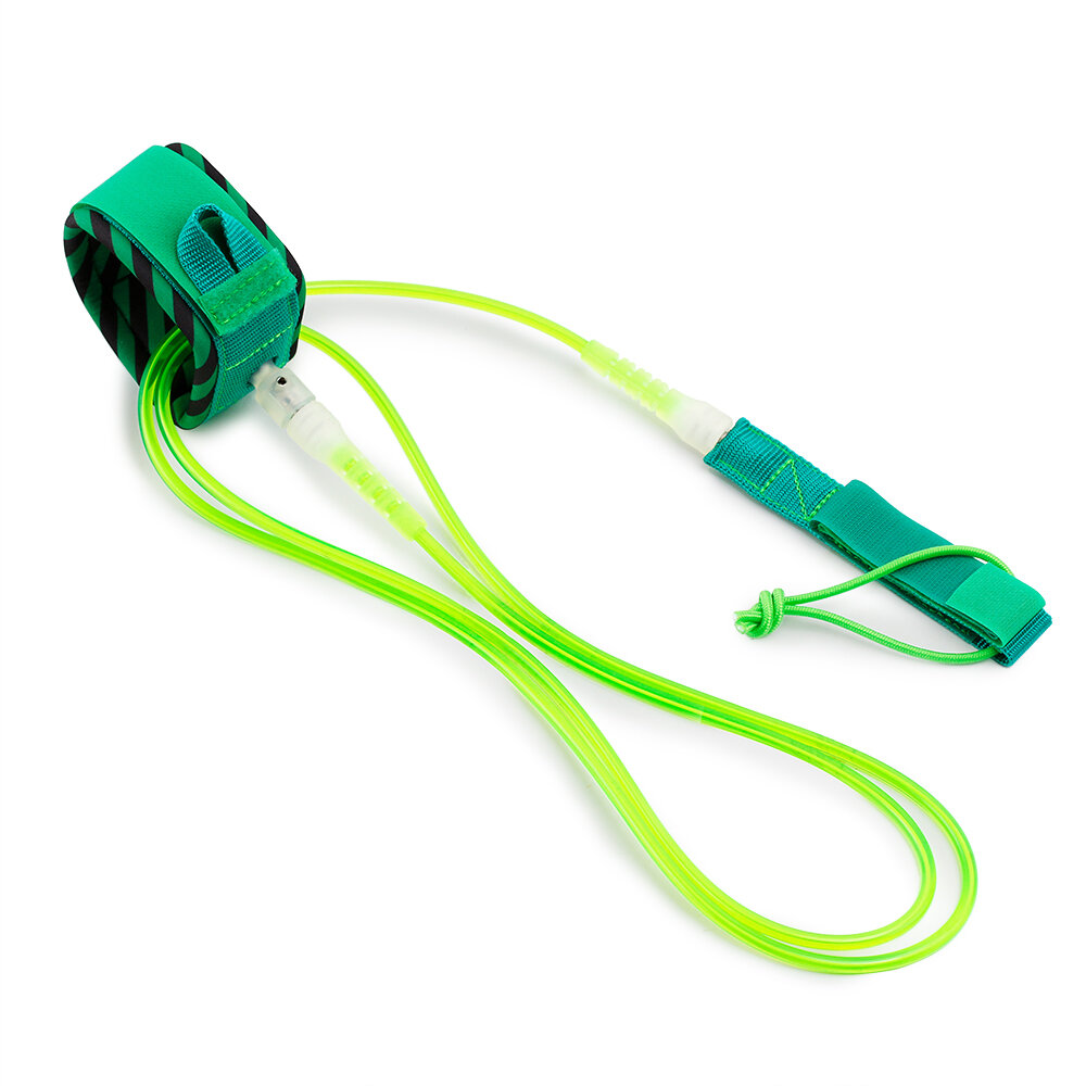 Шнур для серфинга Surf Leash с стальным поворотником, 7mm, TPU, Сталь, Нейлон, длина 6FT/8FT/10FT, цвета Зеленый/Желтый/Красный/Черный, для серфборда и паддлборда