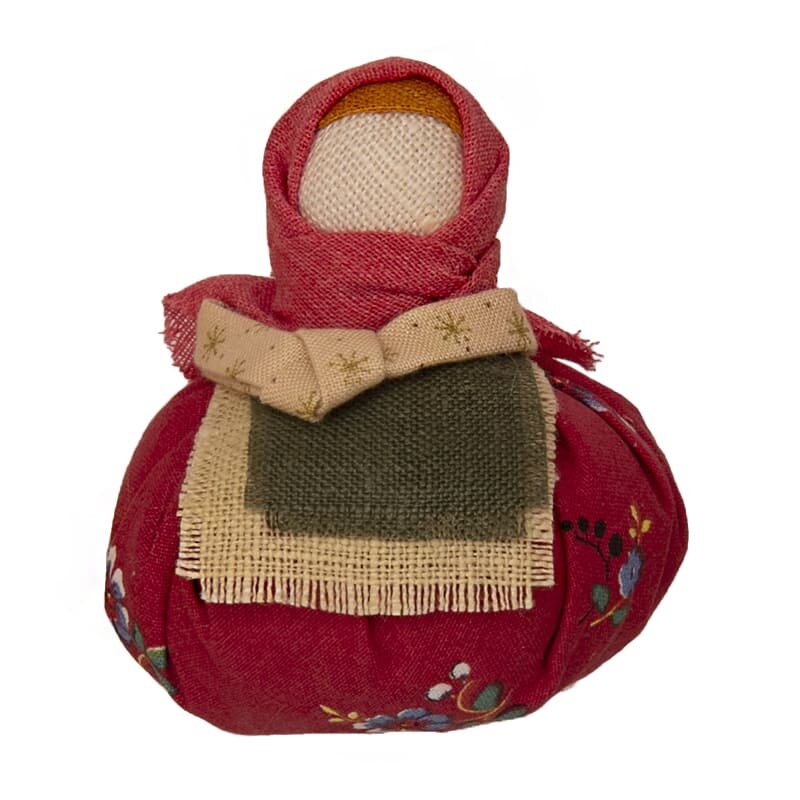 Обереговая кукла ручной работы из льна Благополучница малая с мятой 8 см