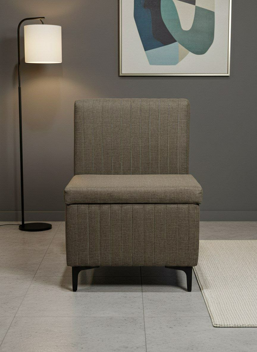 Модульное кресло прямое, для кухни, гостиной, зала, спальни, коричневый, на черной ножке