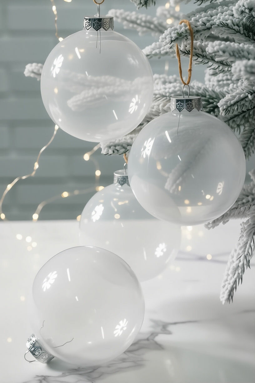 Набор ёлочных ПЭТ шаров сила волшебных пузырьков, пластик, белый, 10 см, упаковка 4 шт, Winter Deco 2000113