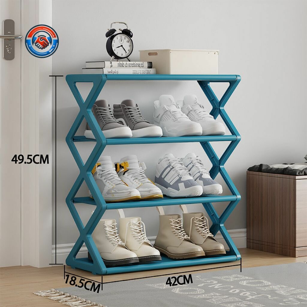 Узкая этажерка для обуви, 4 уровня, легкая пластиковая стеллажка для прихожей, быстрая сборка без инструментов, компактное хранение туфель, кроссовок и тапок