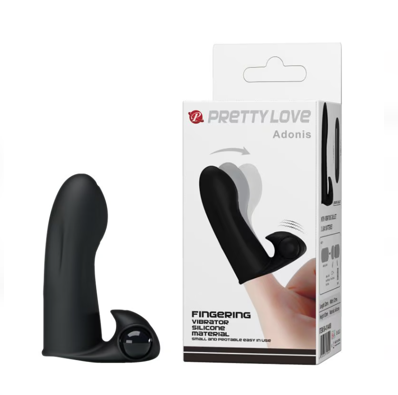 Вибратор Pretty Love "Adonis", на палец, силикон, с батарейками, черный
