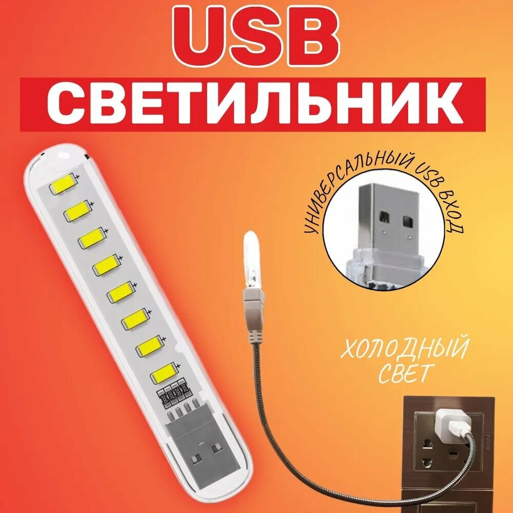 KNOW EASY-Компактный светодиодный USB светильник для ноутбука 3 LED GSMIN B41 холодный