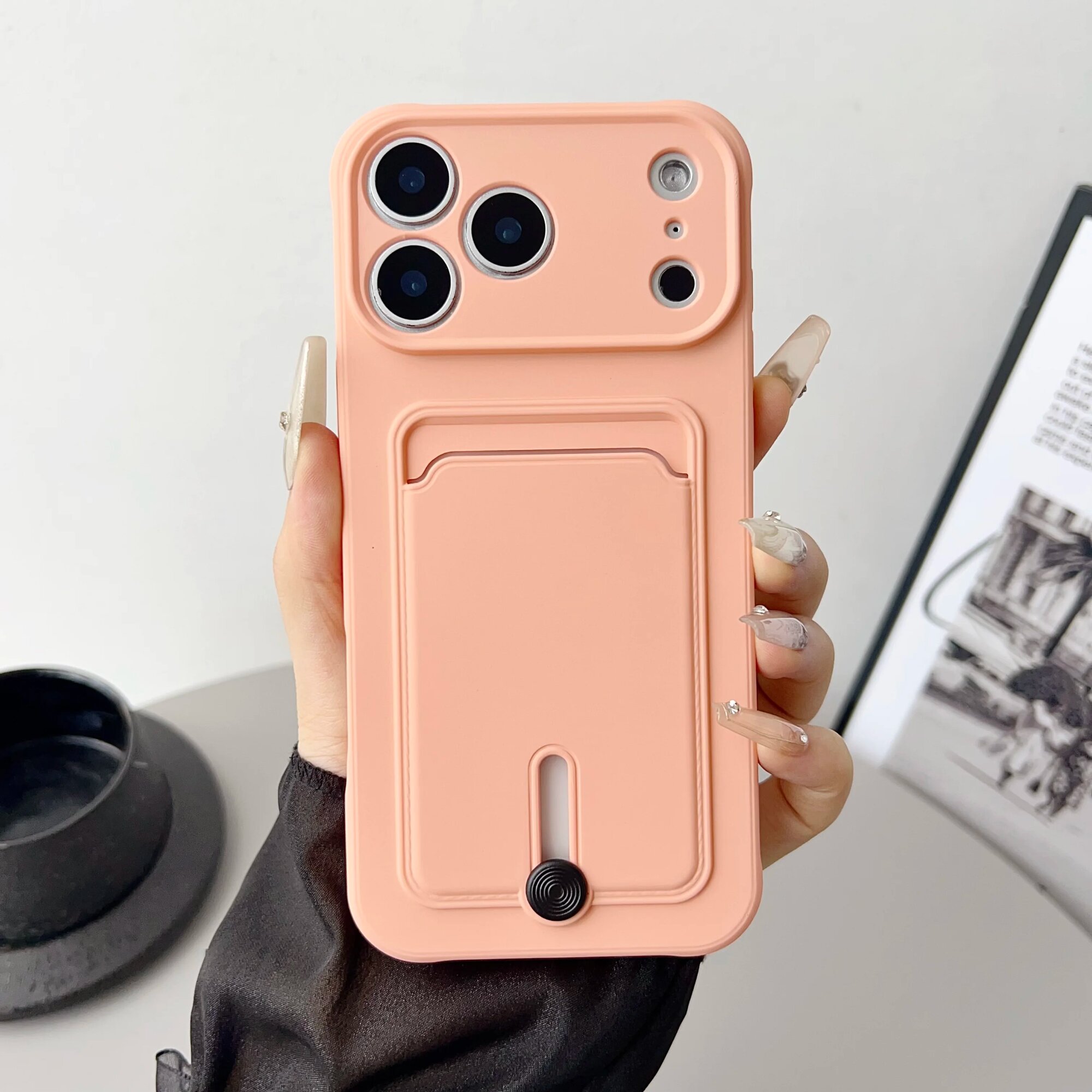 Чехол-бумажник с слотом для карт для iphone 17, 16, 15, 14, 13, 12, 11 pro max air plus mini, мягкий чехол из ТПУ для кредитных карт