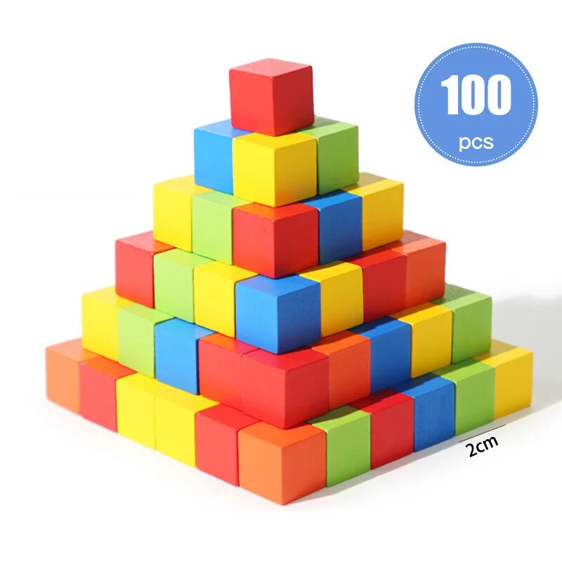 LKCOMO Радужные деревянные кубики Colorful 100PCS