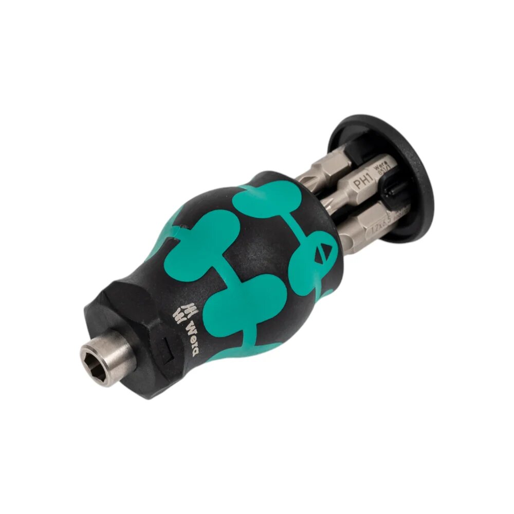 Короткая ручка-битодержатель WERA с битами, 6 предметов WE-008877, с крепежом в труднодоступных местах