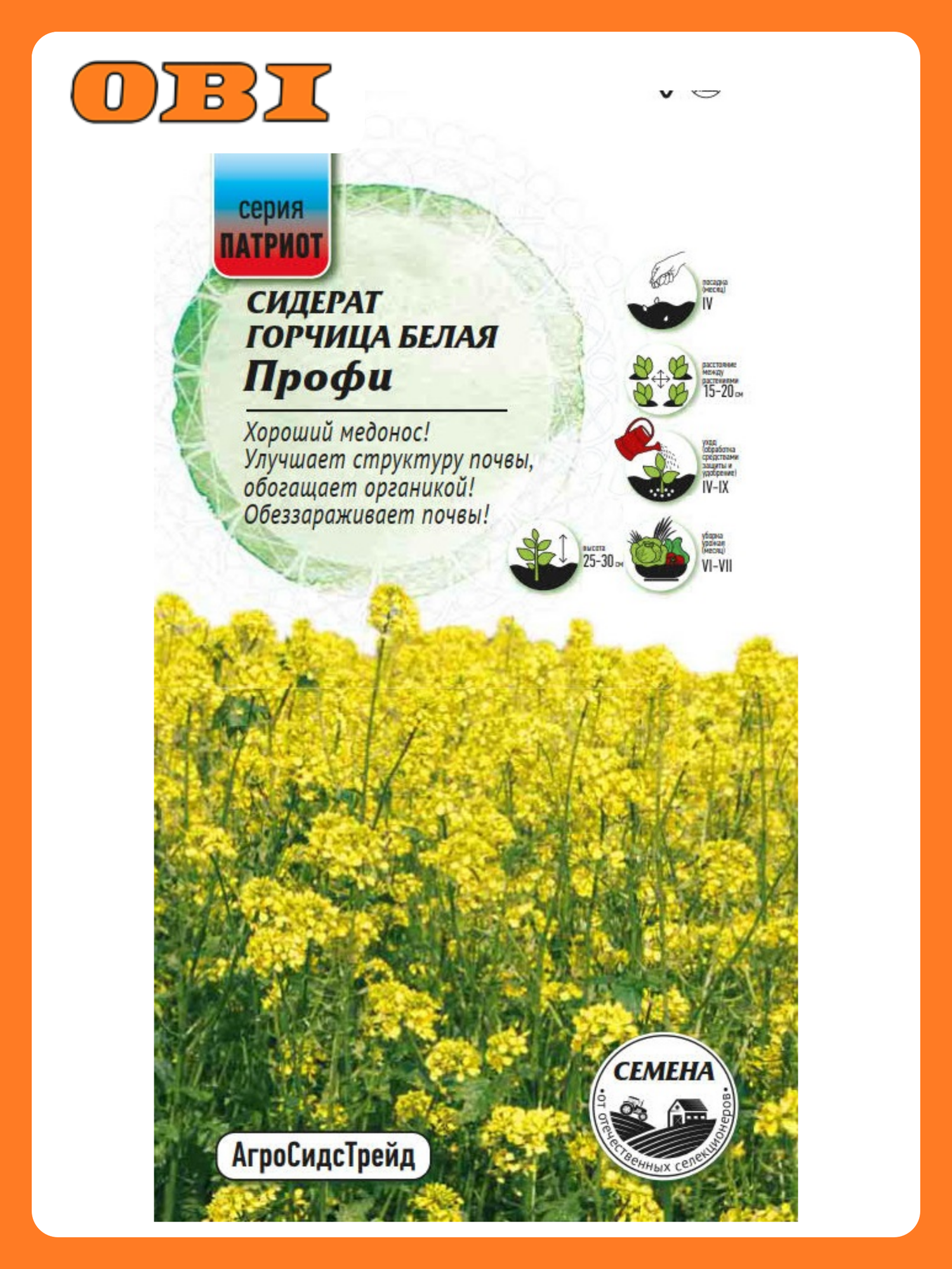 Семена Сидерат Горчица белая Профи патриот