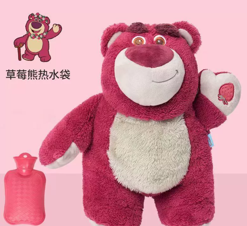 Грелка для рук, красный клубничный мишка, грелка для инъекций воды, милая плюшевая игрушка-грелка для рук