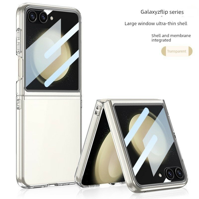 Прозрачный чехол для Galaxy Z Flip7 с защитным стеклом и полным покрытием для маленького экрана