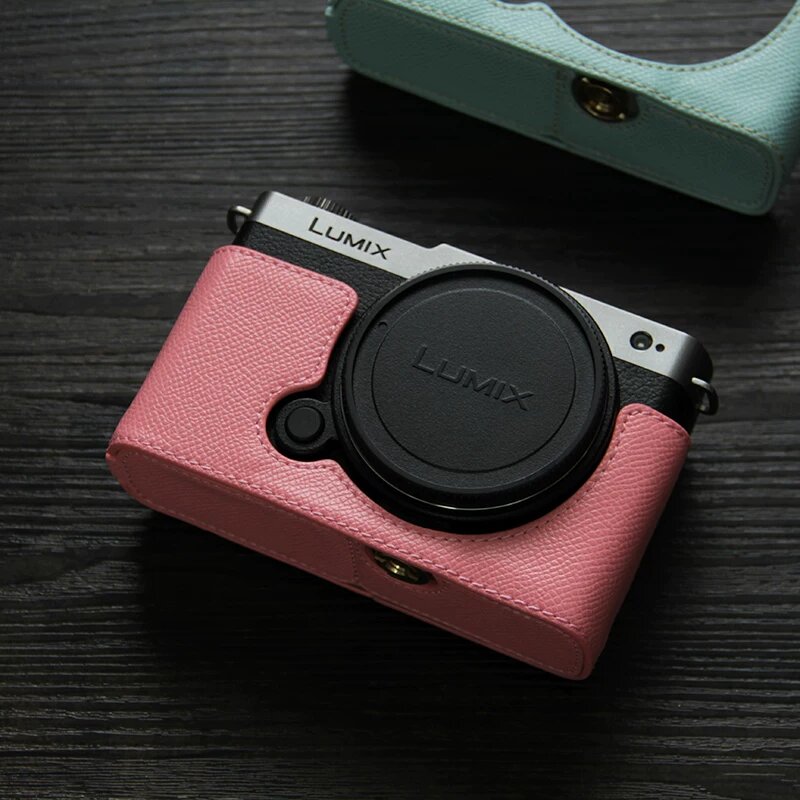 Подходит для чехла для камеры Panasonic S9, кожаный чехол из саржи S9, сумка для камеры, новая розовый[S9]кожаная основа