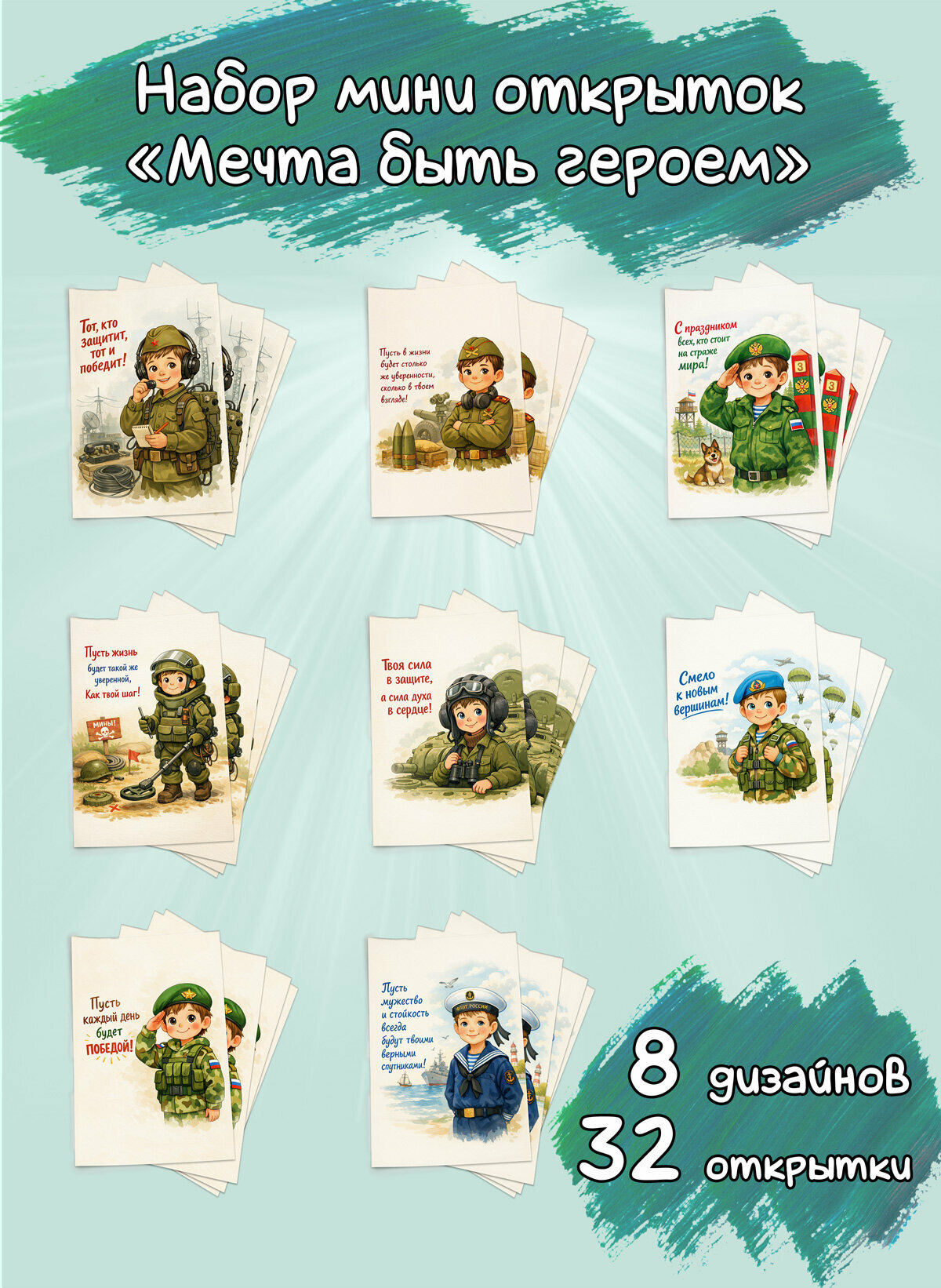 Набор мини открыток "Мечта быть героем"