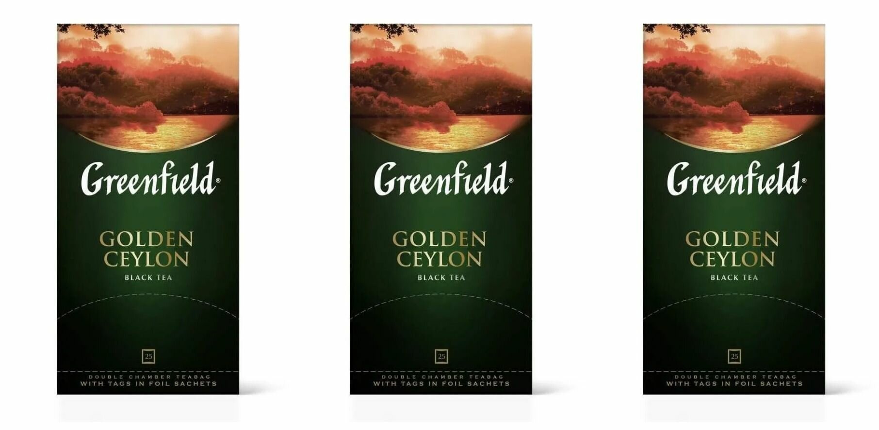 Greenfield Чай черный Golden Ceylon, 25 пакетиков по 2 г, 3 уп