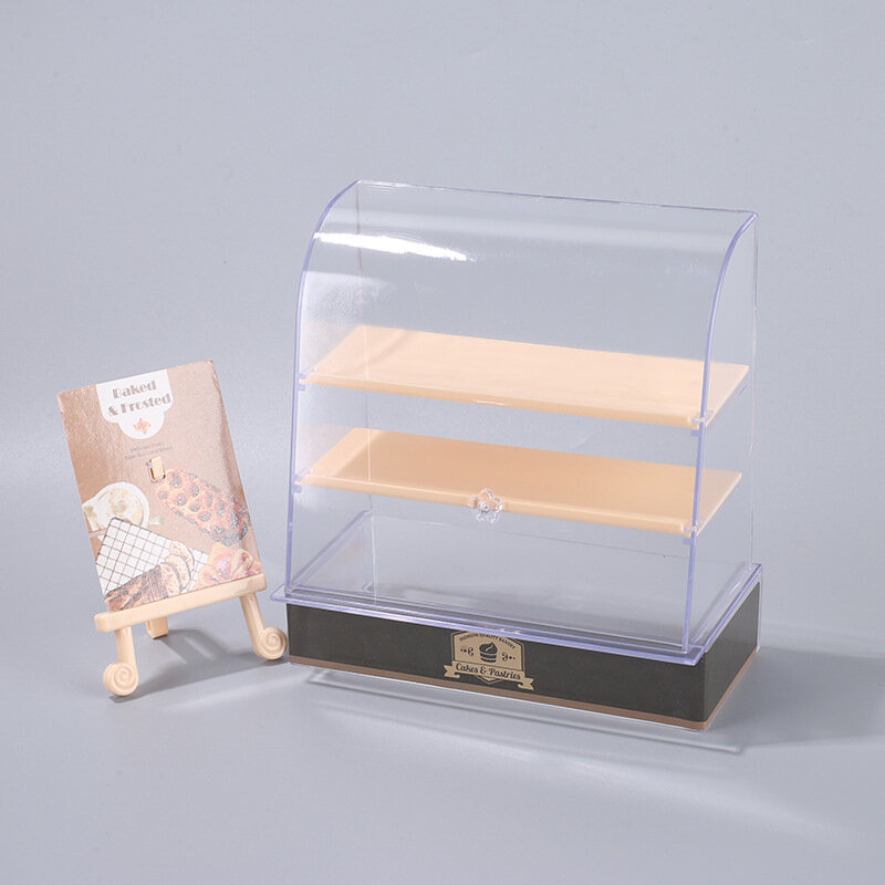 Кабинет для тортов Игрушка Дом для игры Детская стеллаж для десертов Микро еда Игра Микро модель Кукольный дом DIY Маленькие украшения (Желтый кабинет для тортов)